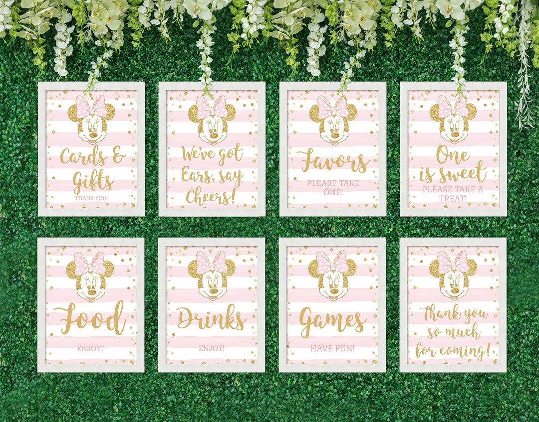 MINNIE MOUSE Signs 1st Birthday Decoration, Minnie Mouse Table Posters ...