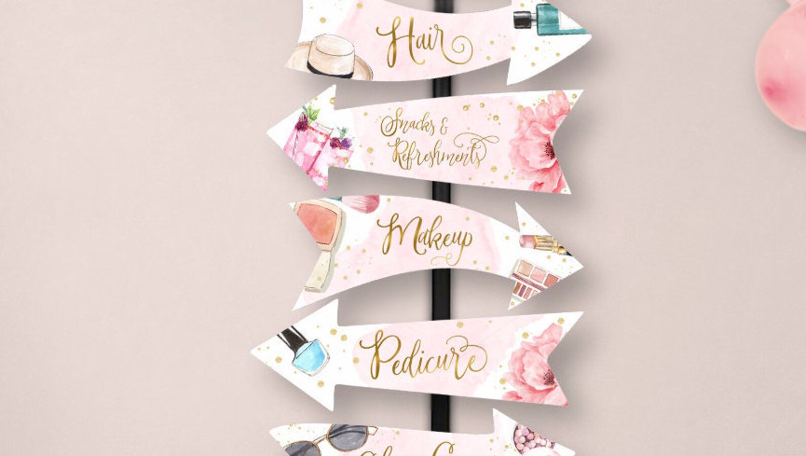 SPA Birthday Welcome Signs Arrows SPA Birthday Party Activity - Etsy