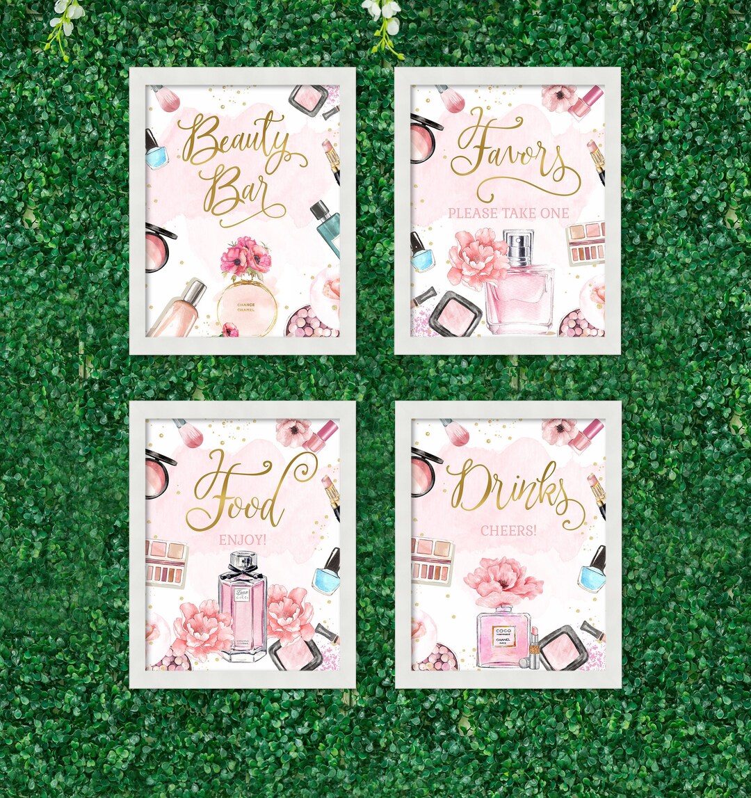 Spa Beauty Bar Signs Set | Food, Drinks, Favors Posters | Instant ...