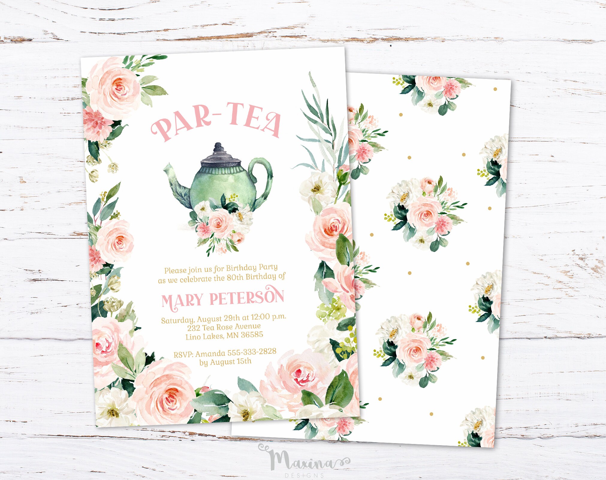 Par-Tea Invitation Adult birthday Tea Party Invite | Etsy