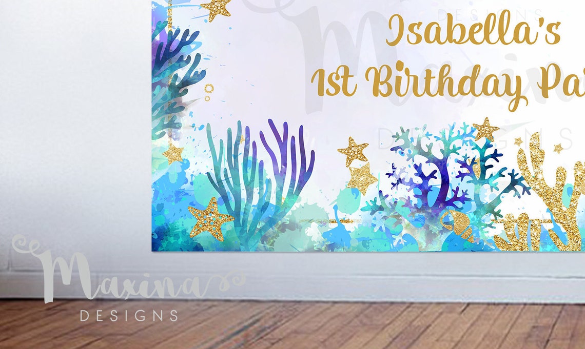 MERMAID WALL BACKDROP, Mermaid Birthday Party Banner, Mermaid Wall ...
