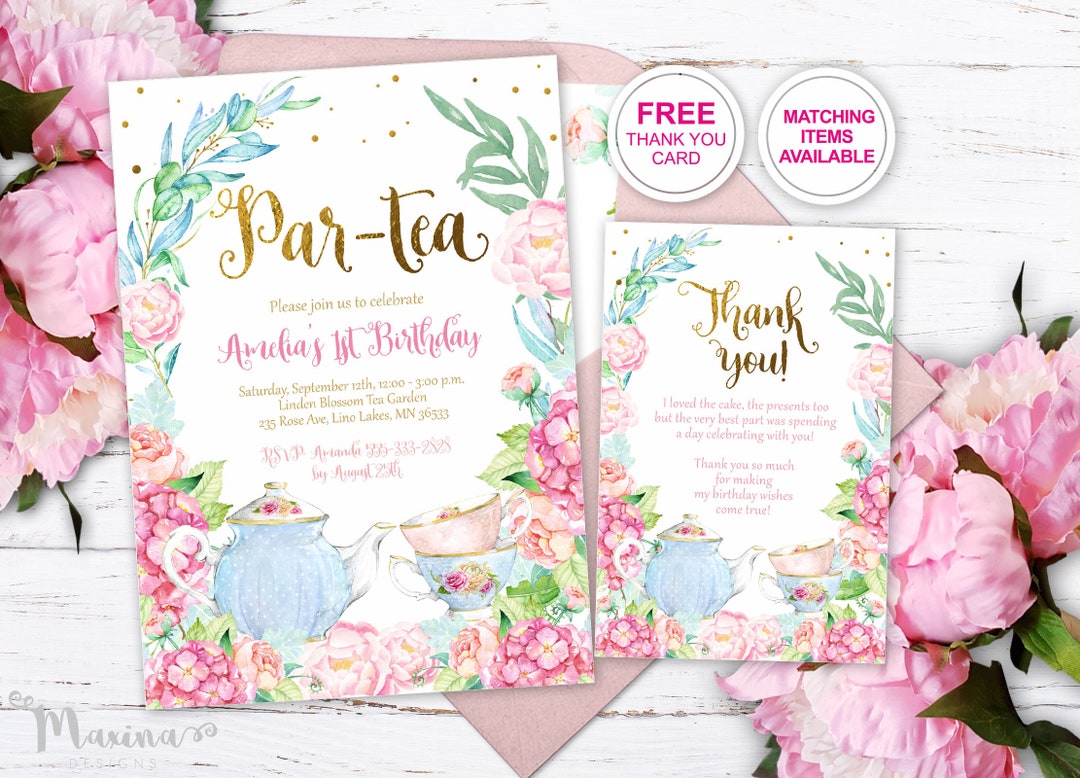 Par-tea 1st Birthday Invitation, Tea First Birthday Invite, Par-tea ...