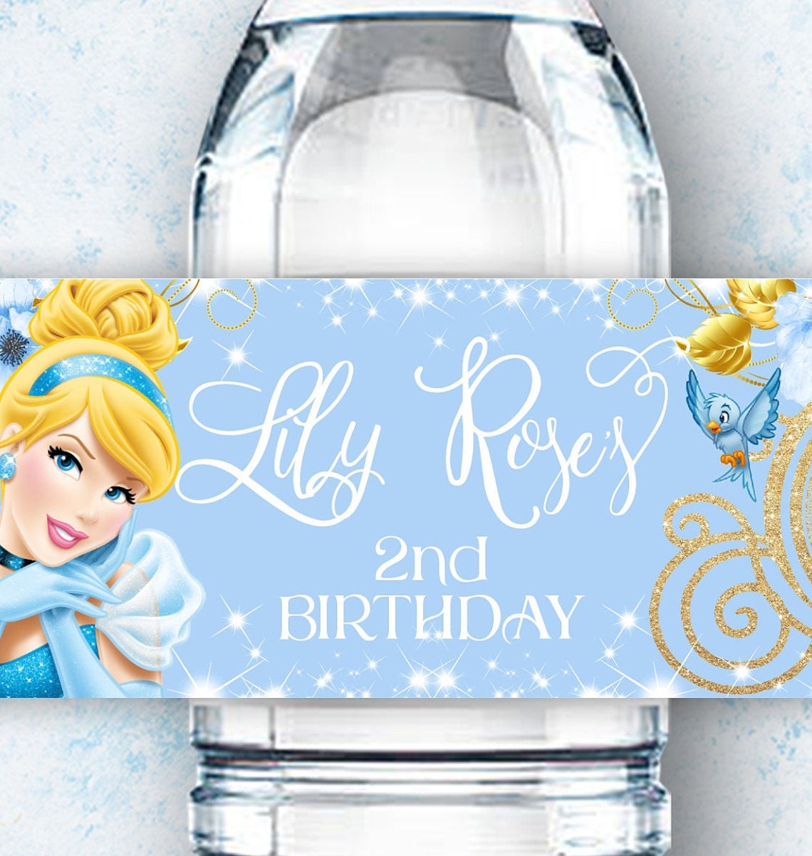 Custom Cinderella Princess Water Bottle Labels, Birthday Party Decor ...