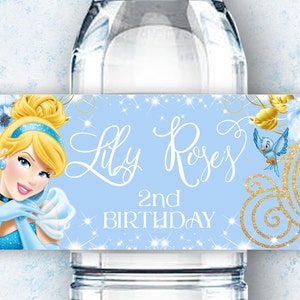 CINDERELLA WATER Bottle Label, Princess Cinderella Decor Water Bottle ...