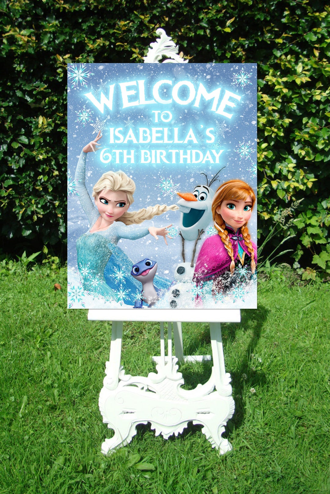 FROZEN Birthday Welcome Sign, Frozen Elsa and Anna Welcome Poster ...