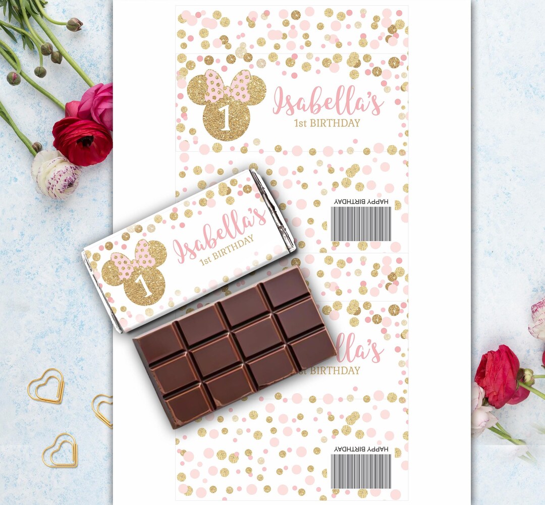 MINNIE MOUSE CHOCOLATE Wrapper Label Candy Bar, Minnie Mouse Birthday ...