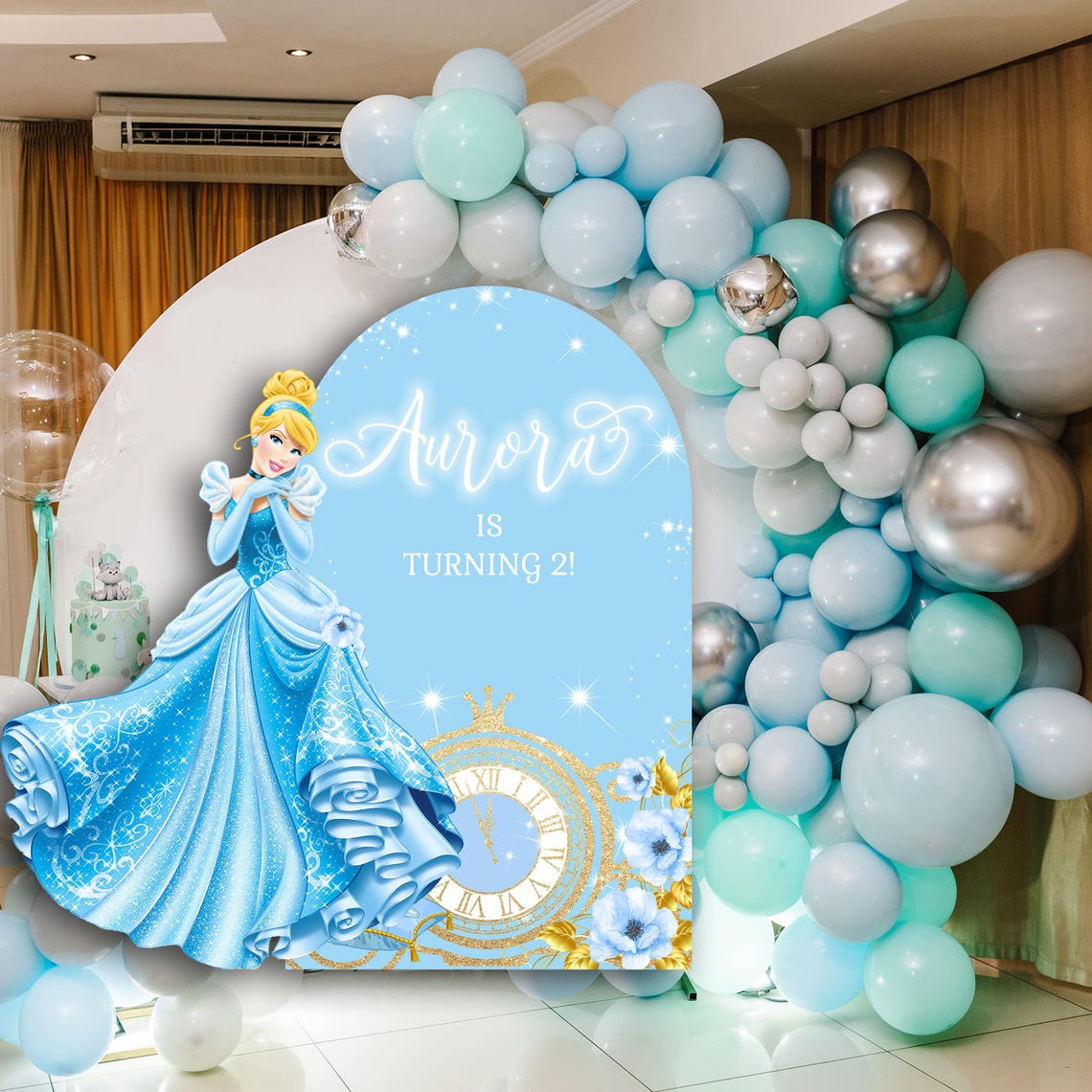 Cinderella Birthday Backdrop, Princess Arch, Photo Prop (digital ...