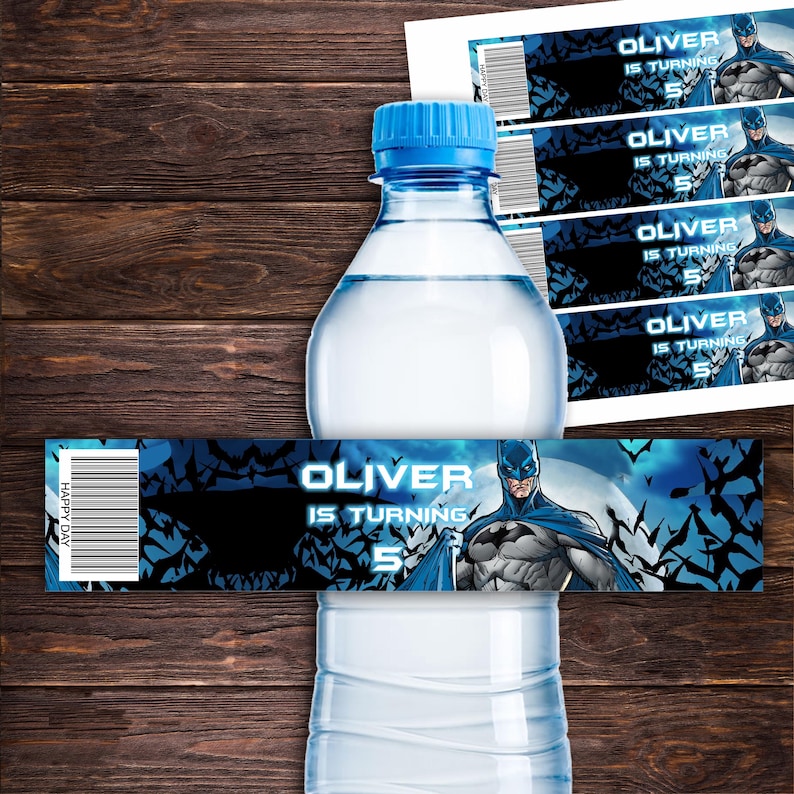 Custom Superhero Water Bottle Label, Birthday Party (printable Digital ...