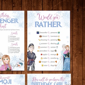 FROZEN GAMES Birthday Party Printable, Frozen Anna and Elsa Printable ...