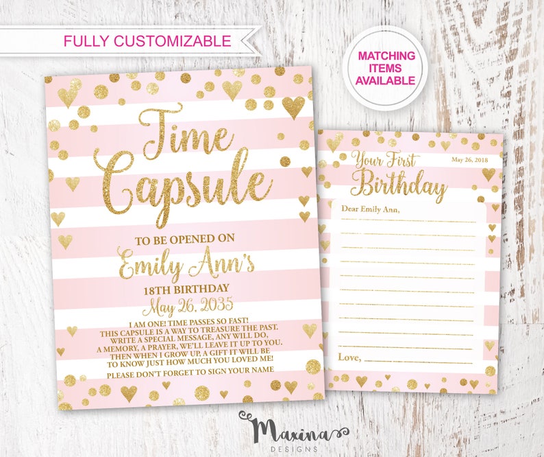 Baby Time Capsule Sign Message Note 1st Birthday Girl Time - Etsy