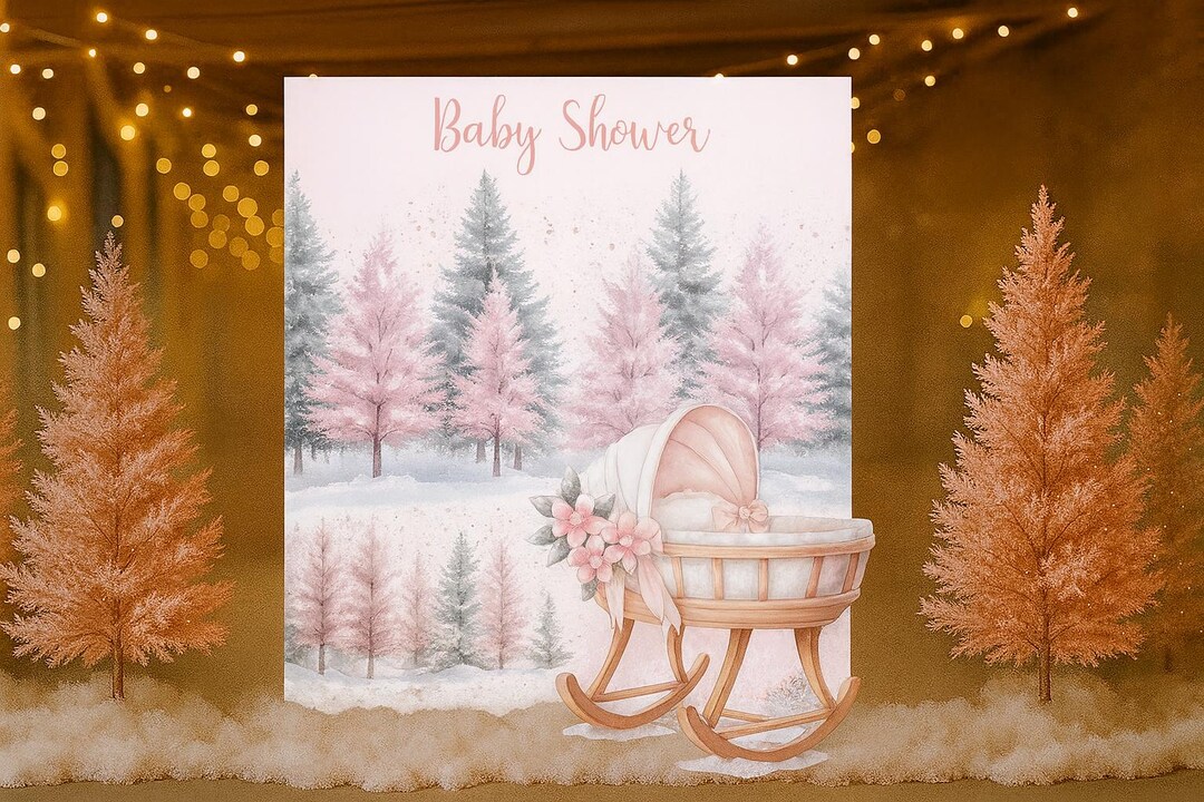 Baby Shower Cut Out Standee | Winter Pink Backdrop | Baby Swing Decor ...