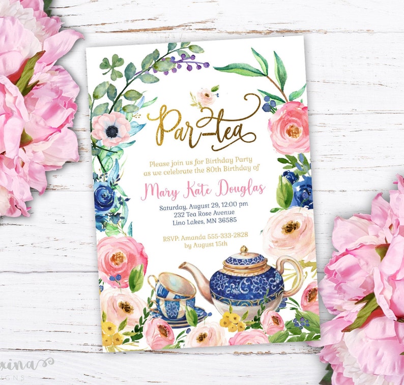 Par-tea Invitation Tea Party Invite Adult Birthday - Etsy