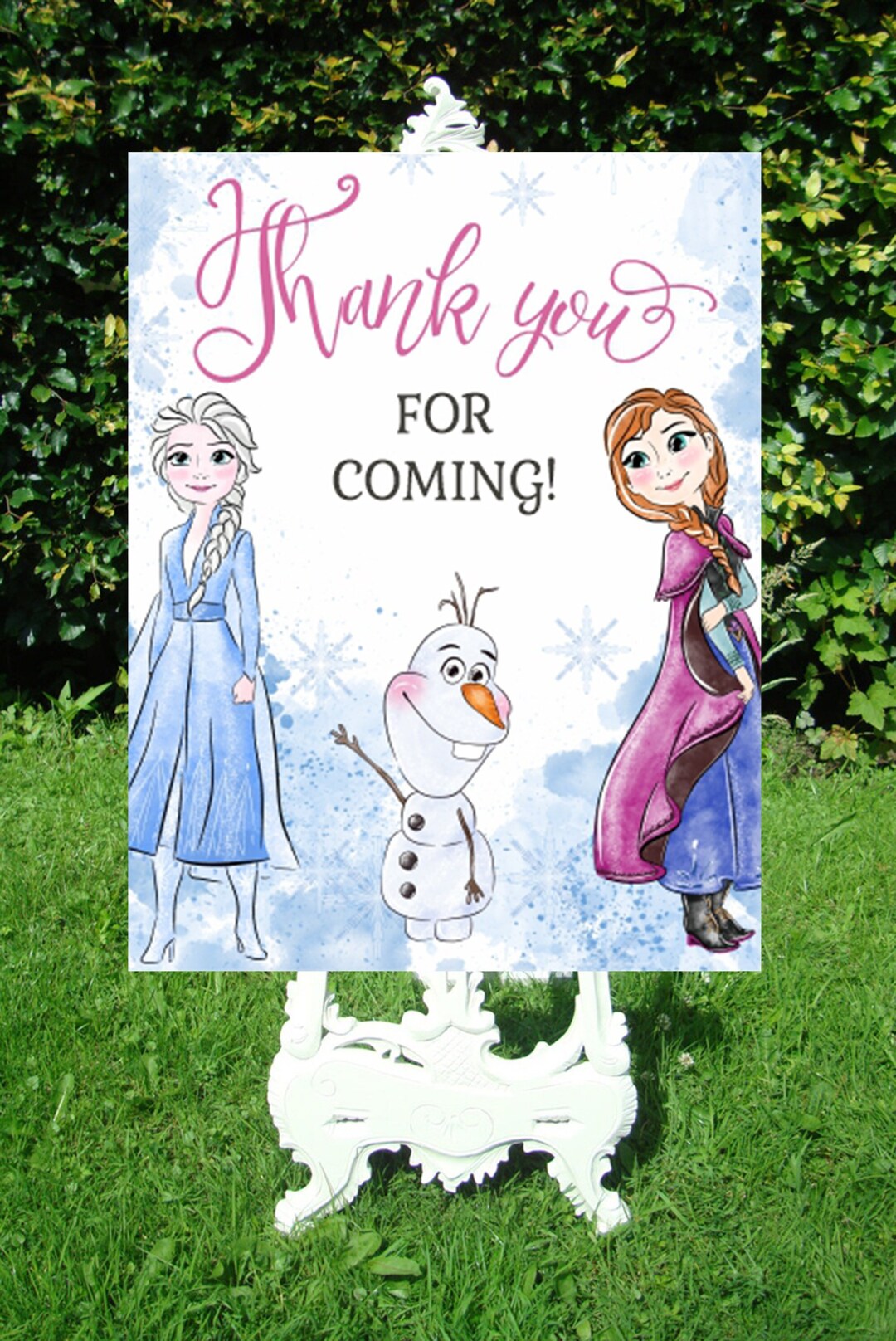 FROZEN Birthday Thank You Sign, Frozen Elsa and Anna Thank You Party ...