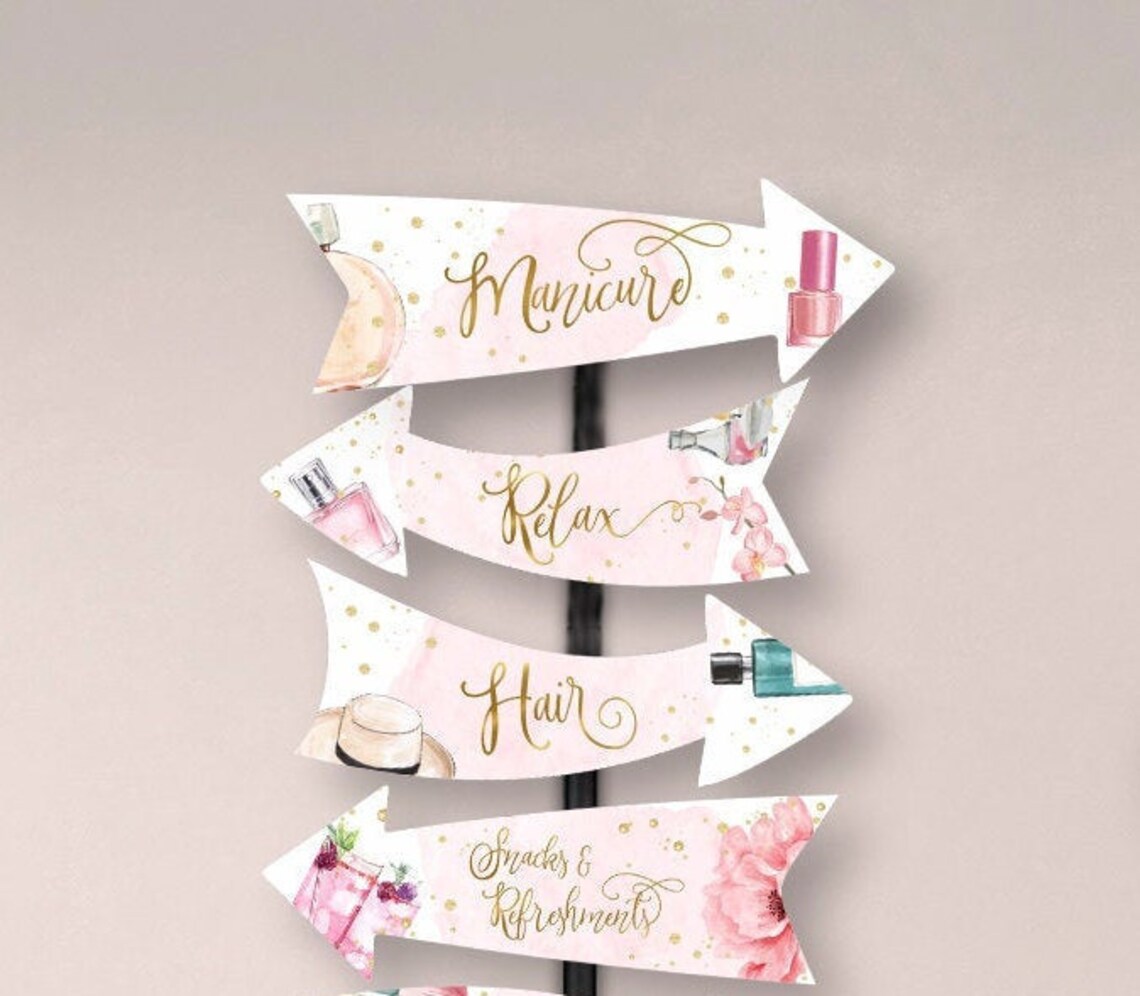 SPA Birthday Welcome Signs Arrows SPA Birthday Party Activity - Etsy