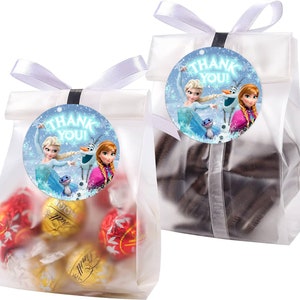 FROZEN Circle Stickers Thank You Tag, Favor Tags Elsa and Anna Frozen ...