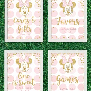 MINNIE MOUSE Signs 1st Birthday Party, Minnie Mouse Table Posters ...