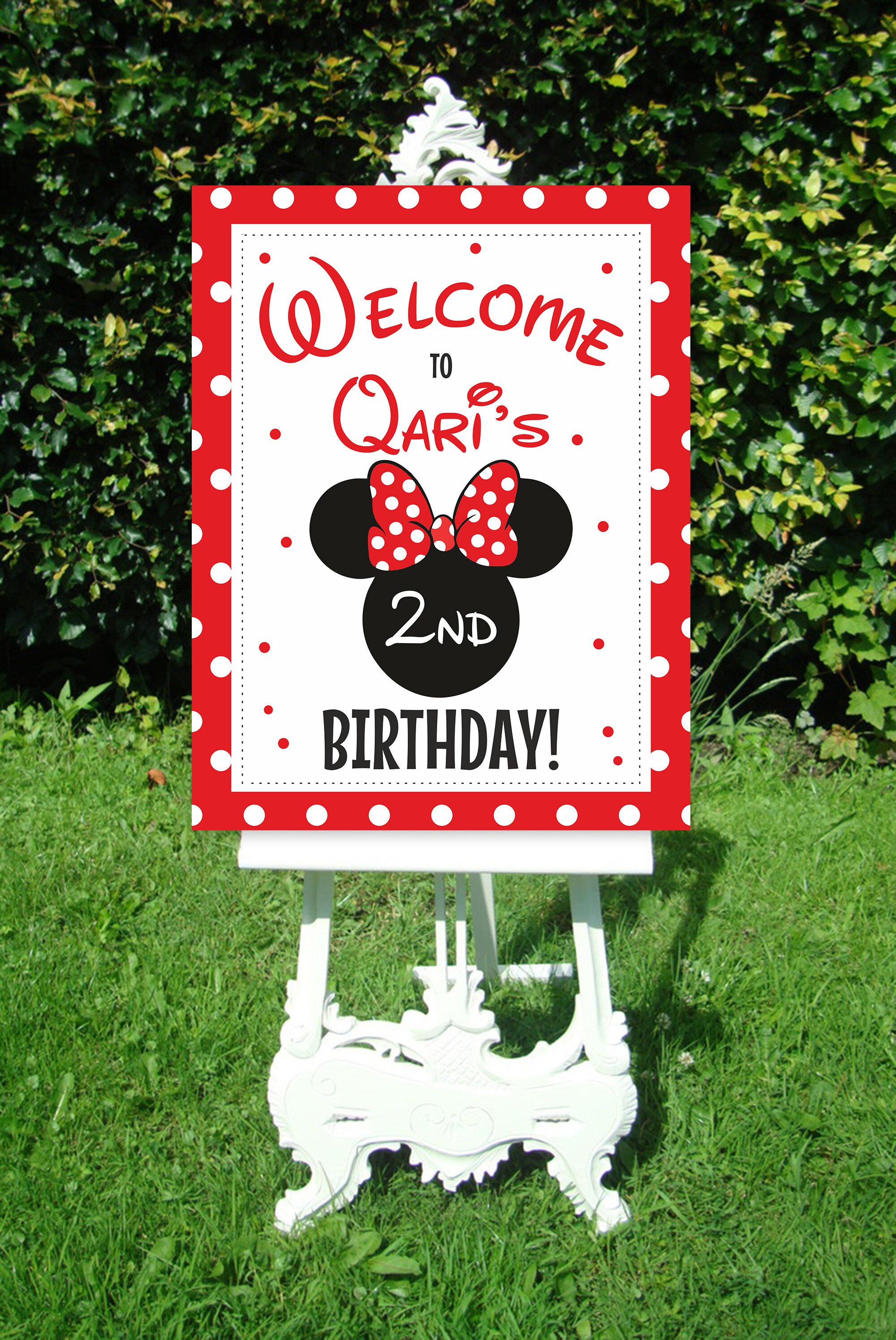 MINNIE MOUSE Custom Welcome Sign Birthday Party 1st 2nd - Etsy