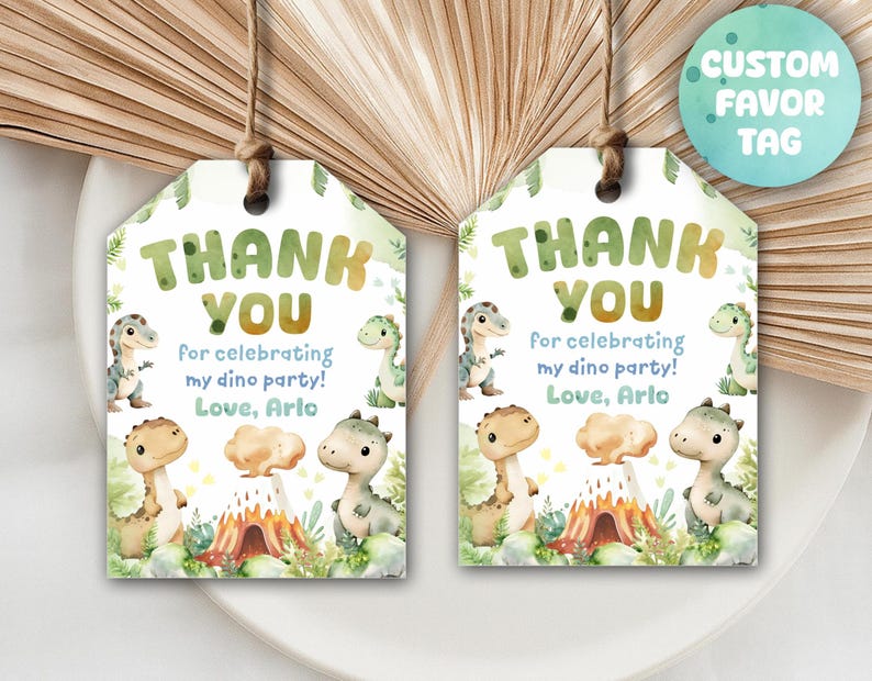 Birthday Thank You Tag | Baby Dino Party Favor | Toddler Birthday Decor ...