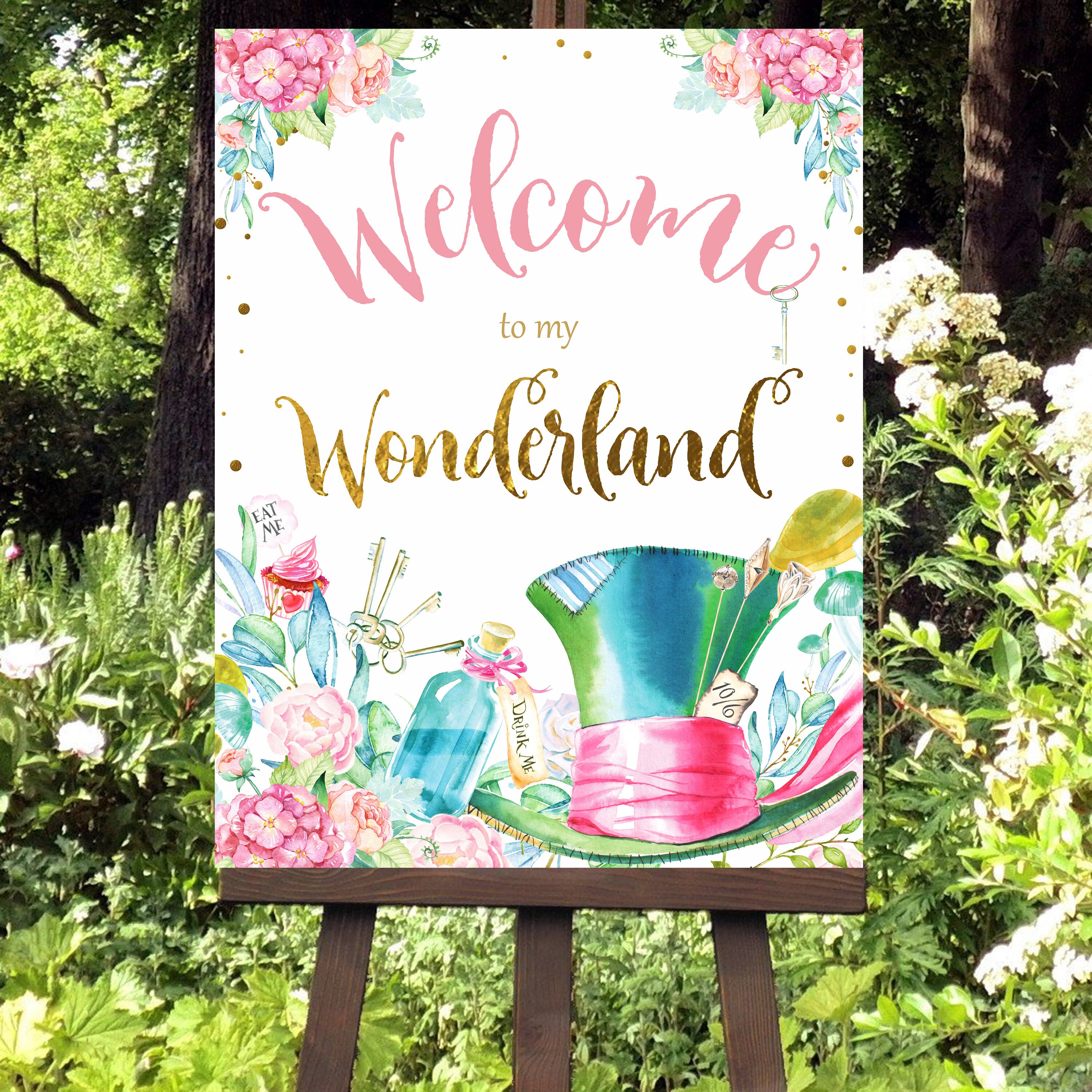 ALICE IN WONDERLAND Welcome Sign Alice in Wonderland Welcome - Etsy
