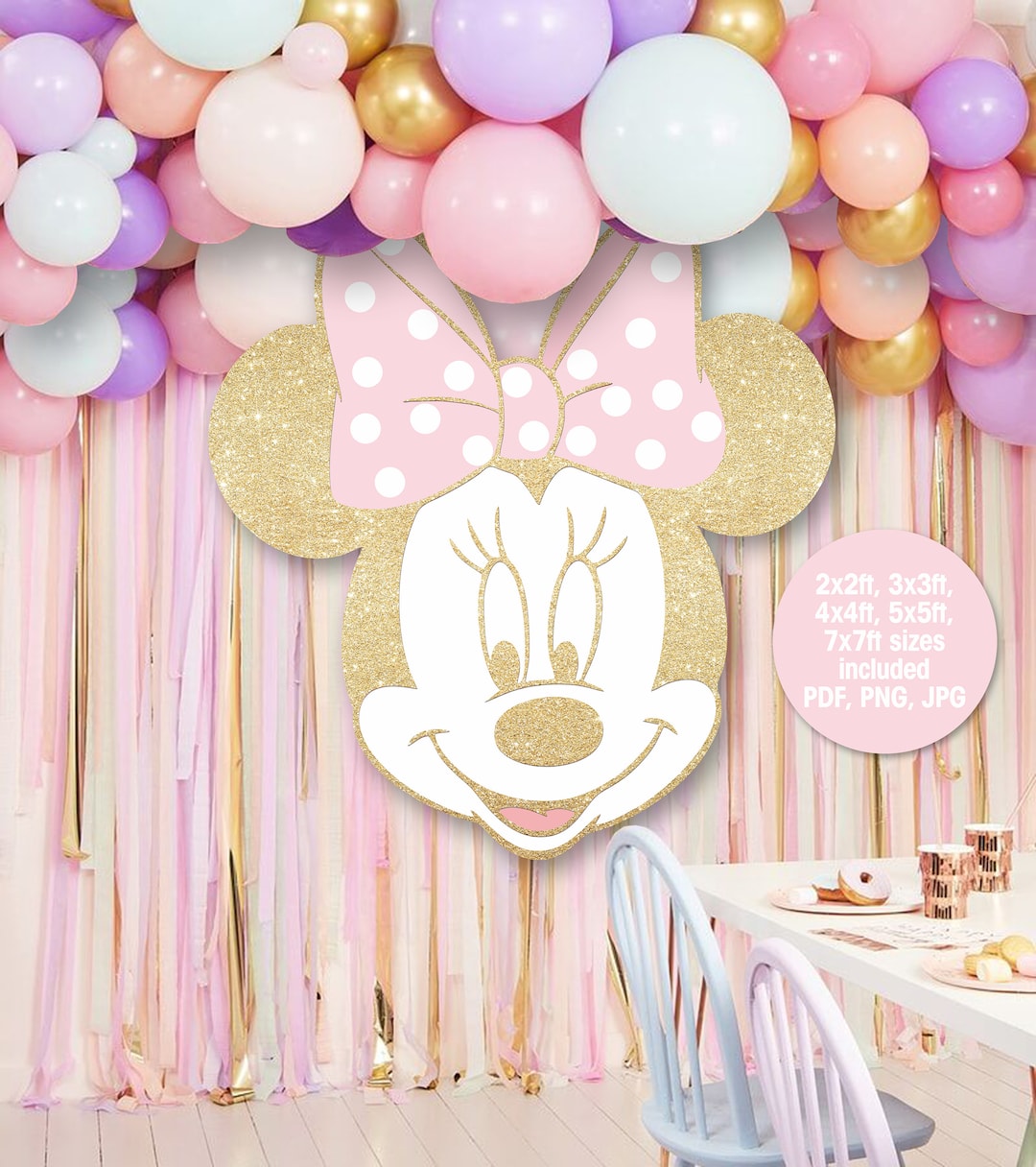 BACKDROP MINNIE MOUSE Birthday Party Decor, Minnie Mouse Printable Wall ...