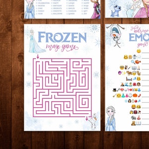 FROZEN GAMES Birthday Party Printable, Frozen Anna and Elsa Printable ...