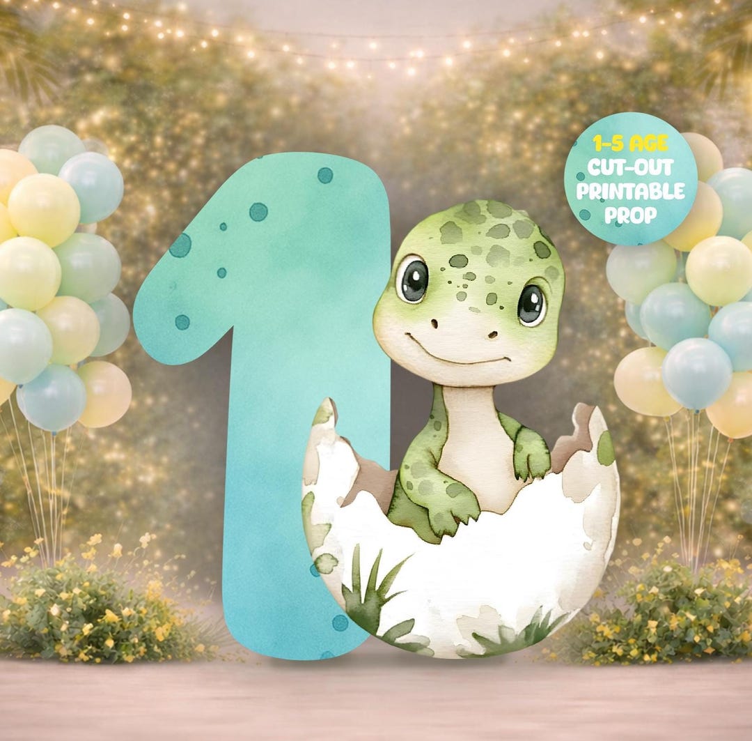 Birthday Dino Number Cut Out | Printable Party Decor | Photo Display ...