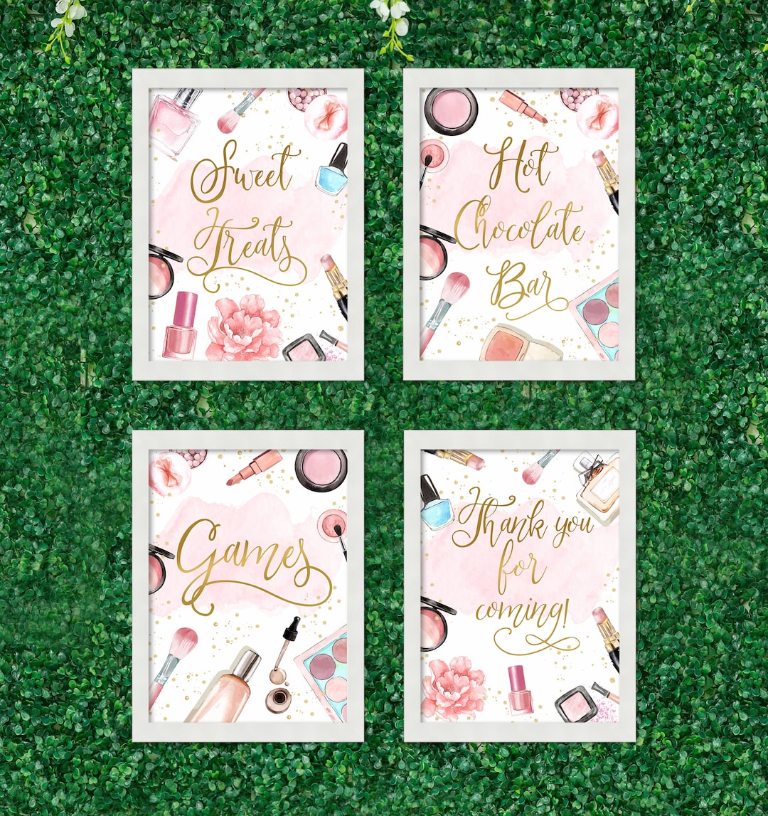 SPA Birthday Signs, Makeup Sign, Spa Party Posters Favors Sign, Hot ...