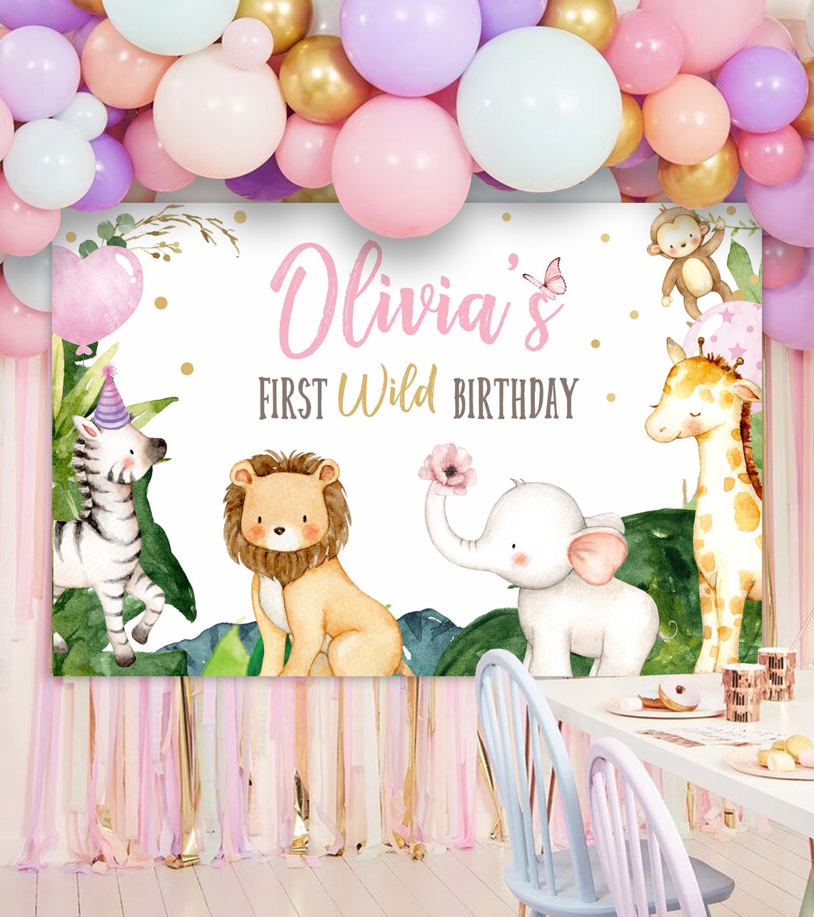 Wild One Backdrop 1st Birthday Girl Wild One Wall Decal Wild - Etsy