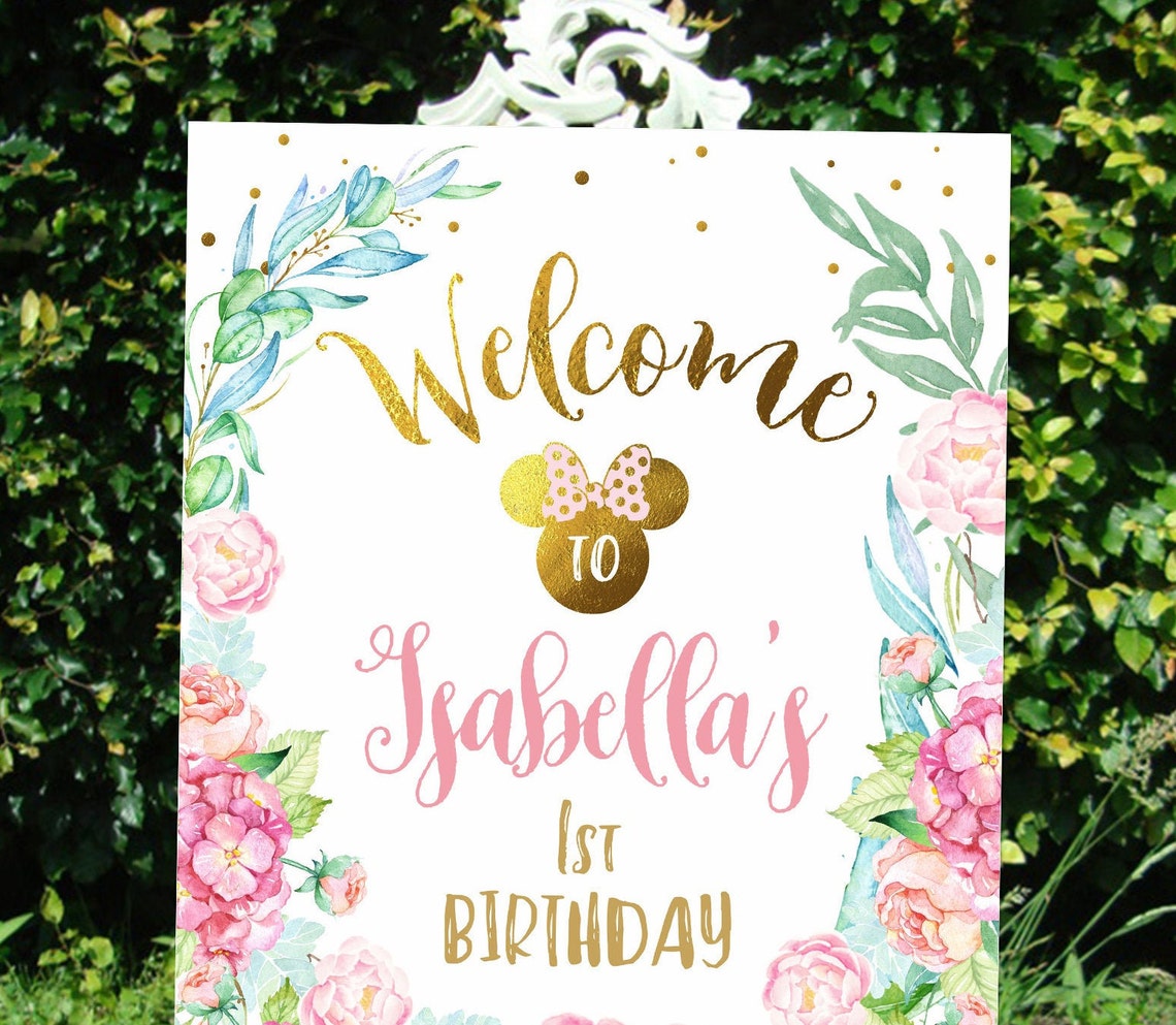 Minnie Mouse Welcome Sign Birthday Party Minnie Mouse Welcome - Etsy