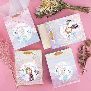 FROZEN Circle Stickers Thank You Tag, Favor Tags Elsa and Anna Frozen ...