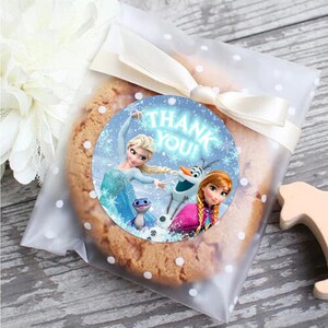 FROZEN Circle Stickers Thank You Tag, Favor Tags Elsa and Anna Frozen ...