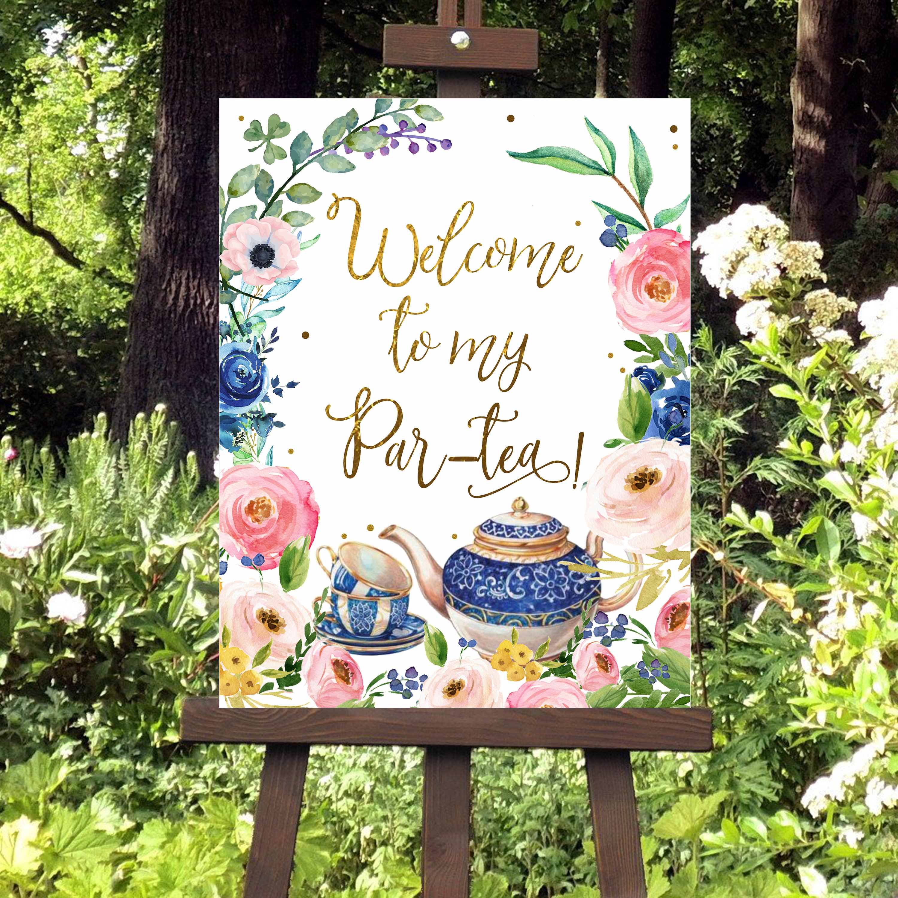 TEA Party Birthday Welcome Sign Poster Tea Party Wall Sign - Etsy