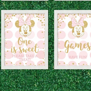 MINNIE MOUSE Signs 1st Birthday Party, Minnie Mouse Table Posters ...