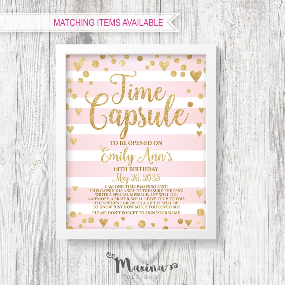 Baby Time Capsule Sign Message Note 1st Birthday Girl Time - Etsy