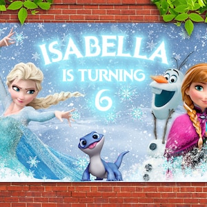 Custom Frozen Birthday Backdrop | Elsa and Anna Party Banner (digital ...