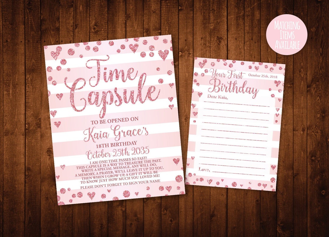 Time Capsule Sign, Time Capsule Poster, 1st Birthday Party Invitation ...