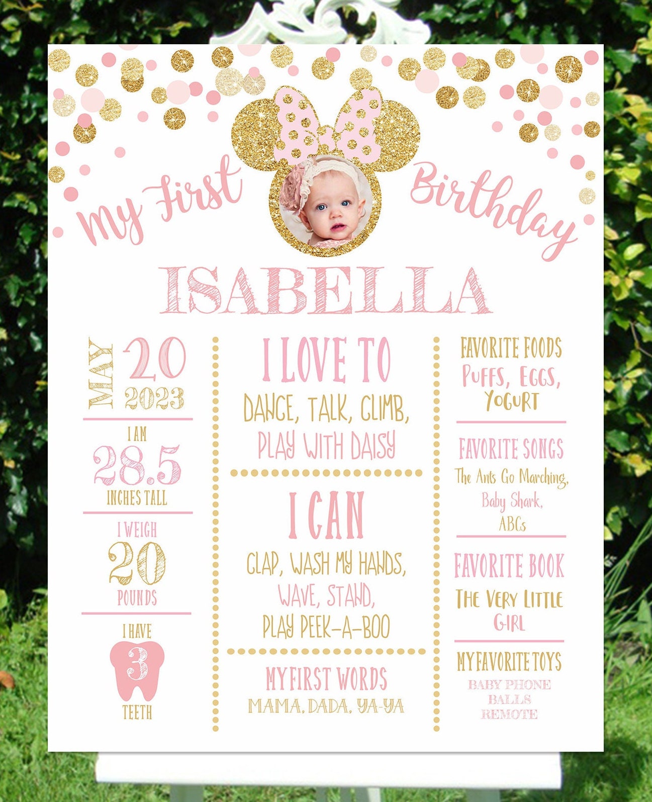 Minnie Mouse Milestone Poster | Custom Birthday Chalkboard (digital) - Etsy