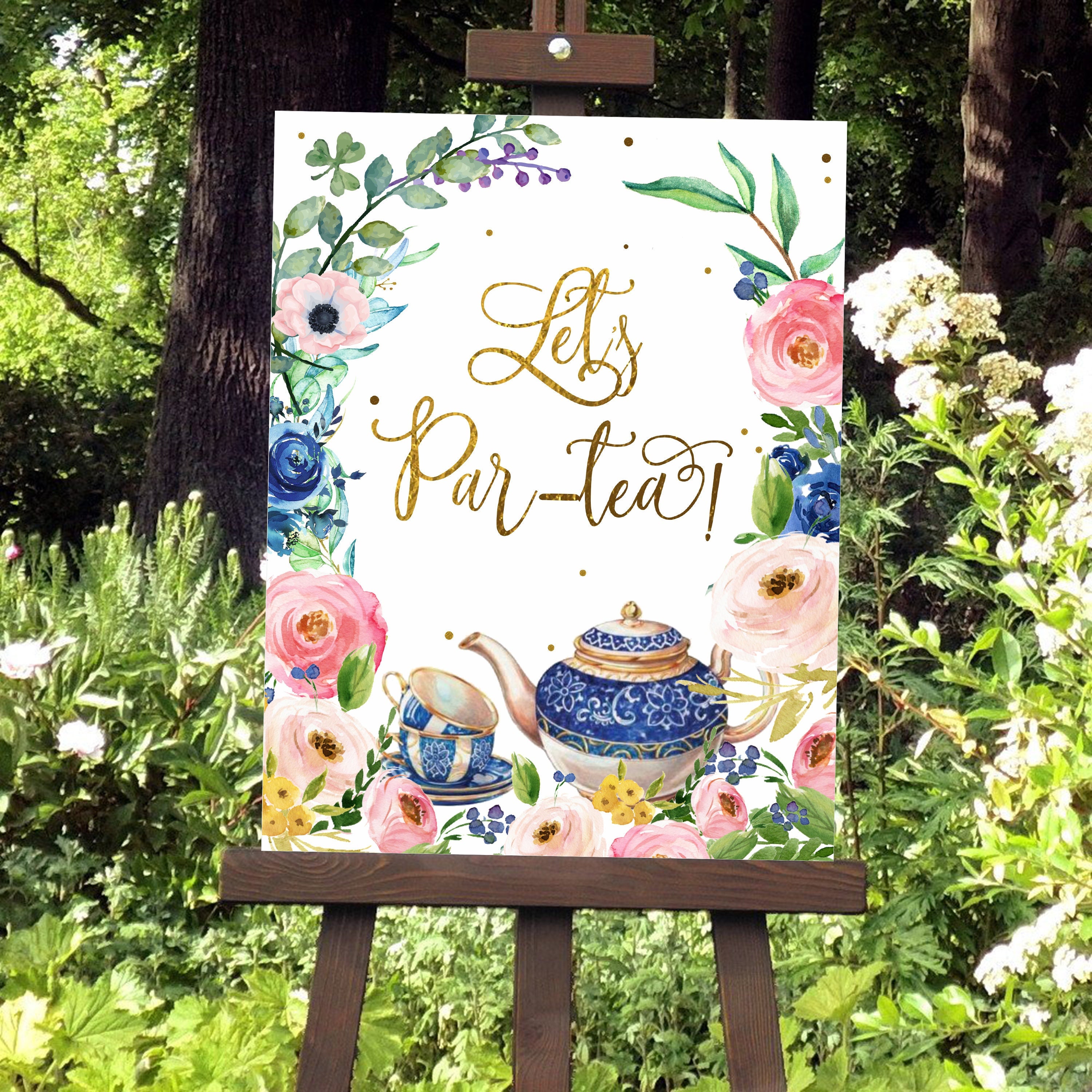 Let's Par-tea TEA PARTY WELCOME Sign Printable Tea Party - Etsy