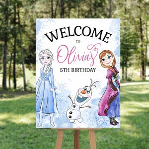 FROZEN Birthday Welcome Sign, Frozen Elsa and Anna Welcome Poster ...