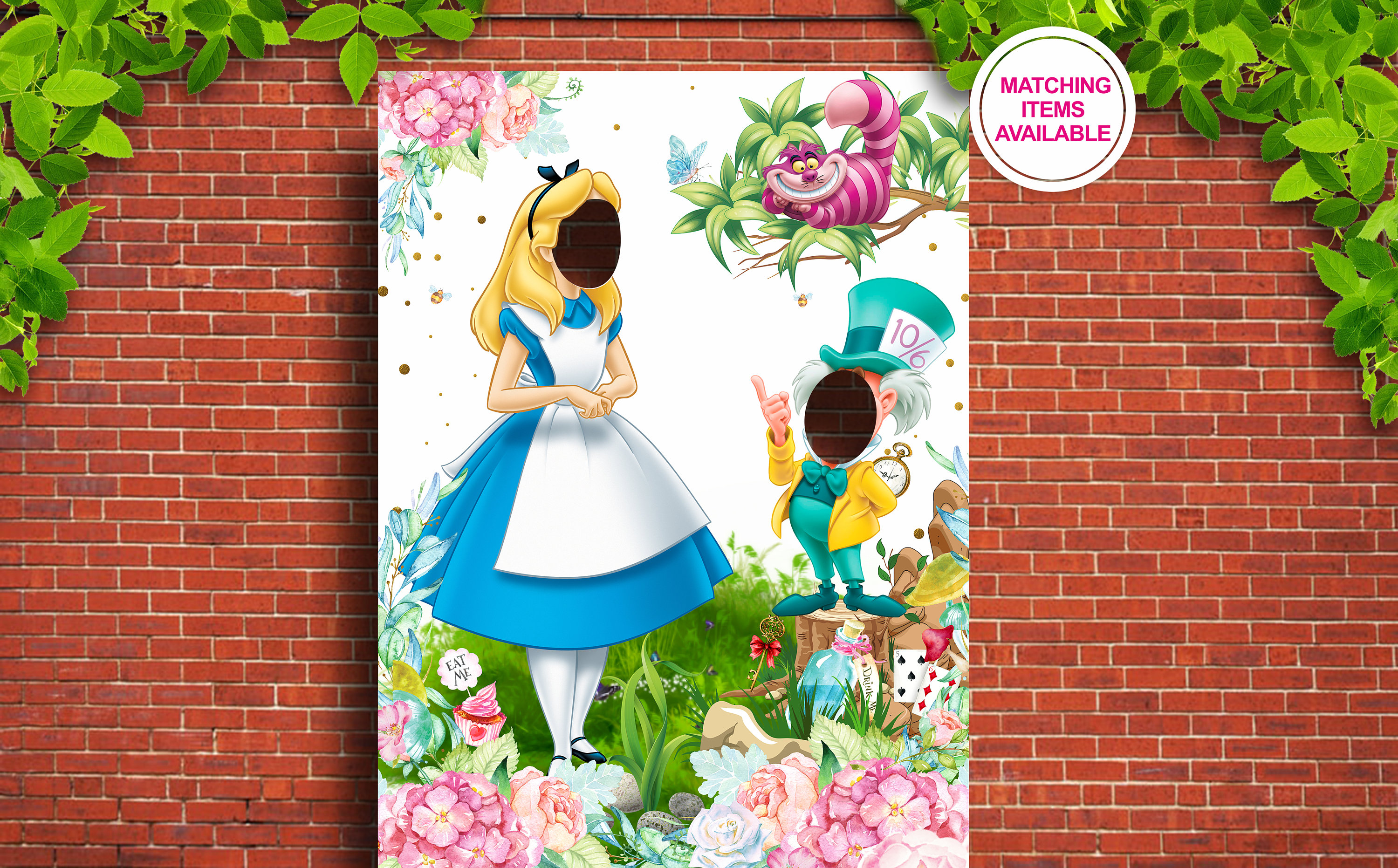 ALICE IN WONDERLAND Face in Hole Photo Prop Board Birthday | Etsy