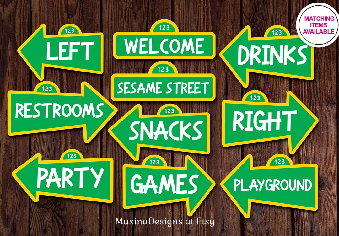 SESAME STREET ELMO Signs Arrows Welcome Sign Backdrop Party Decoration ...