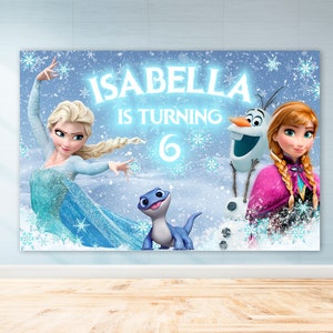 Custom Frozen Birthday Backdrop | Elsa and Anna Party Banner (digital ...