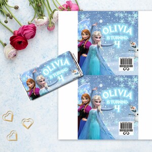 FROZEN CHOCOLATE WRAPPER Label Candy Bar, Frozen Birthday Party Elsa ...