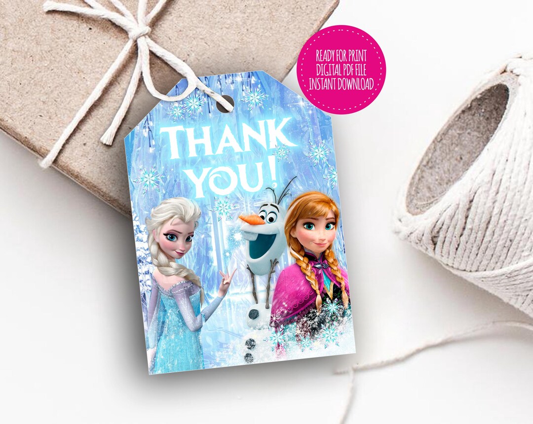 Frozen Thank You Tags | Elsa, Anna Birthday Party Favors (digital ...