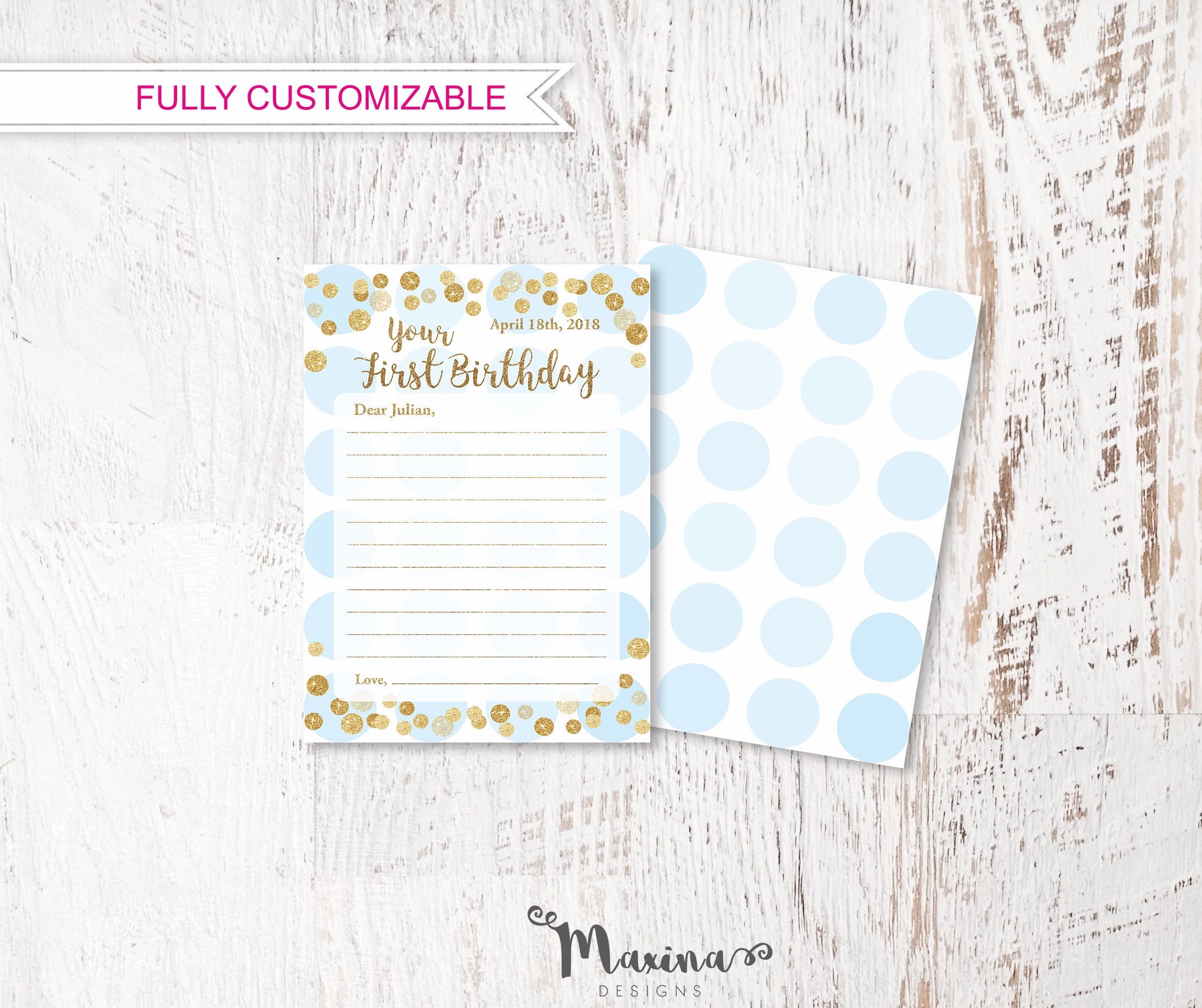 Time Capsule Kit First Birthday Boy Sign and Note Card 1st - Etsy