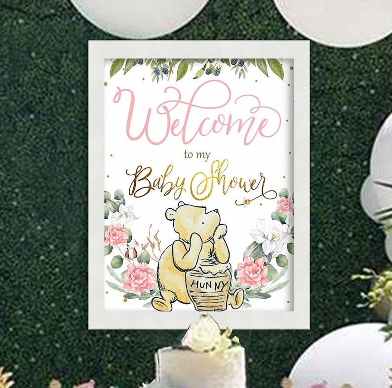 WINNIE THE POOH Baby Shower Welcome Sign Baby Shower Posters - Etsy