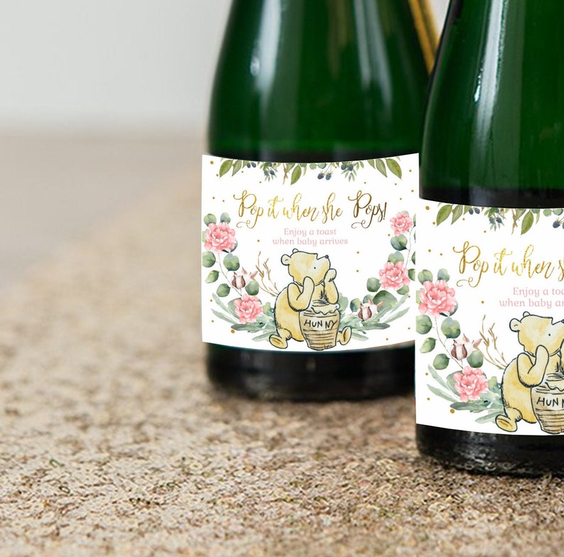 POP IT WHEN She Pops Champagne Wine Bottle Label Winnie the | Etsy