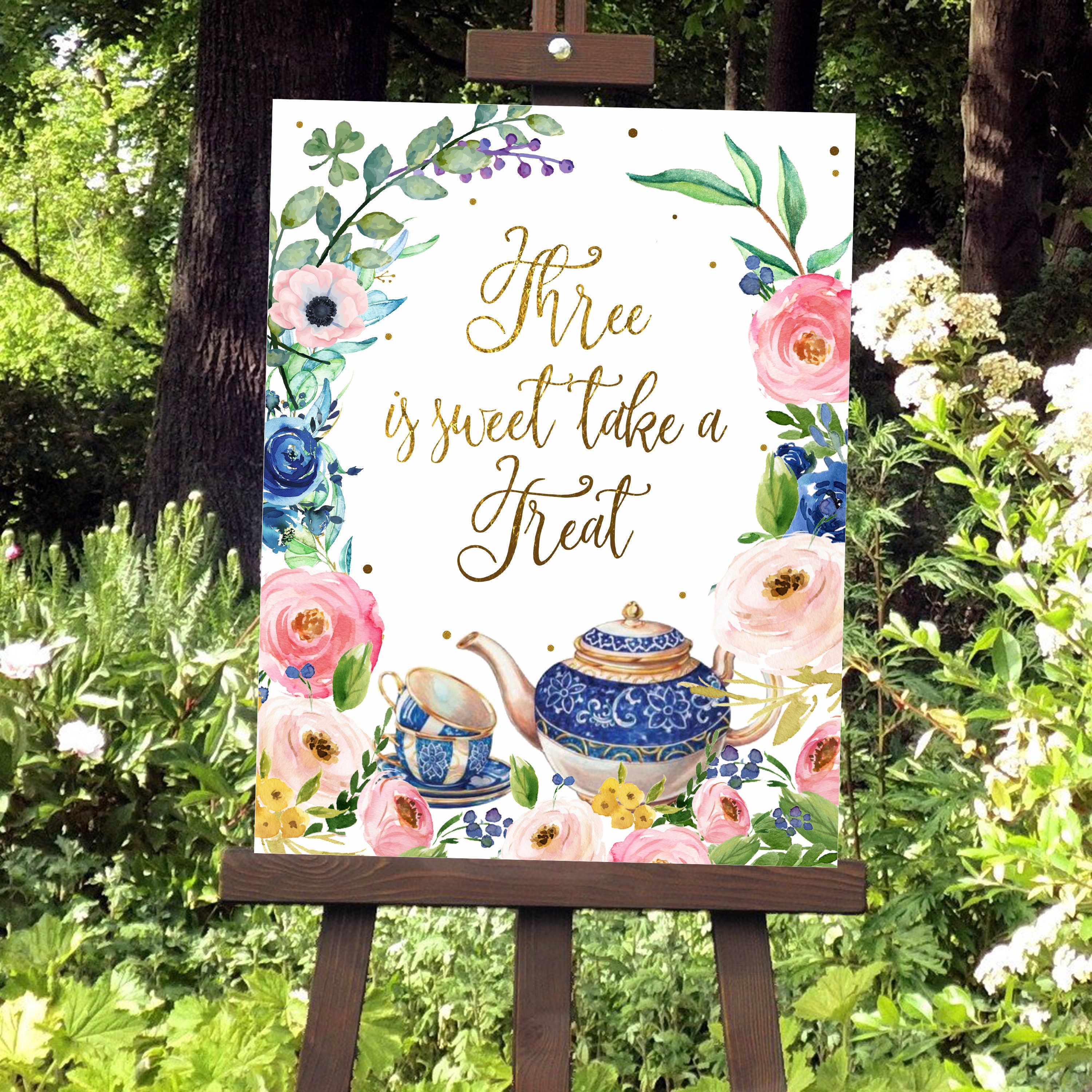 TEA FOR THREE Party Sign Poster Tea Wall Sign Take a Treat - Etsy