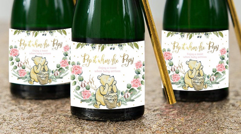 POP IT WHEN She Pops Champagne Wine Bottle Label Winnie the - Etsy