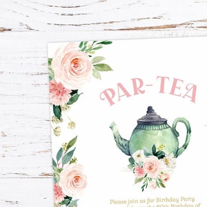 Par-tea Invitation Adult Birthday, Tea Party Invite, Anniversary Invite ...